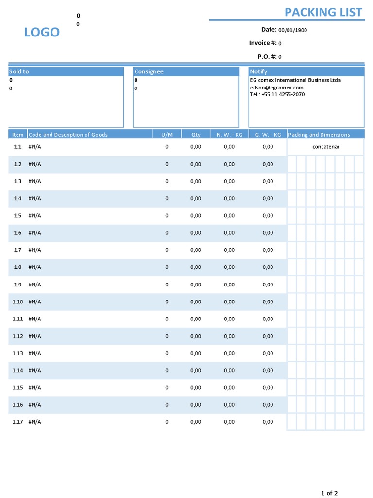 Packing List Model A | PDF