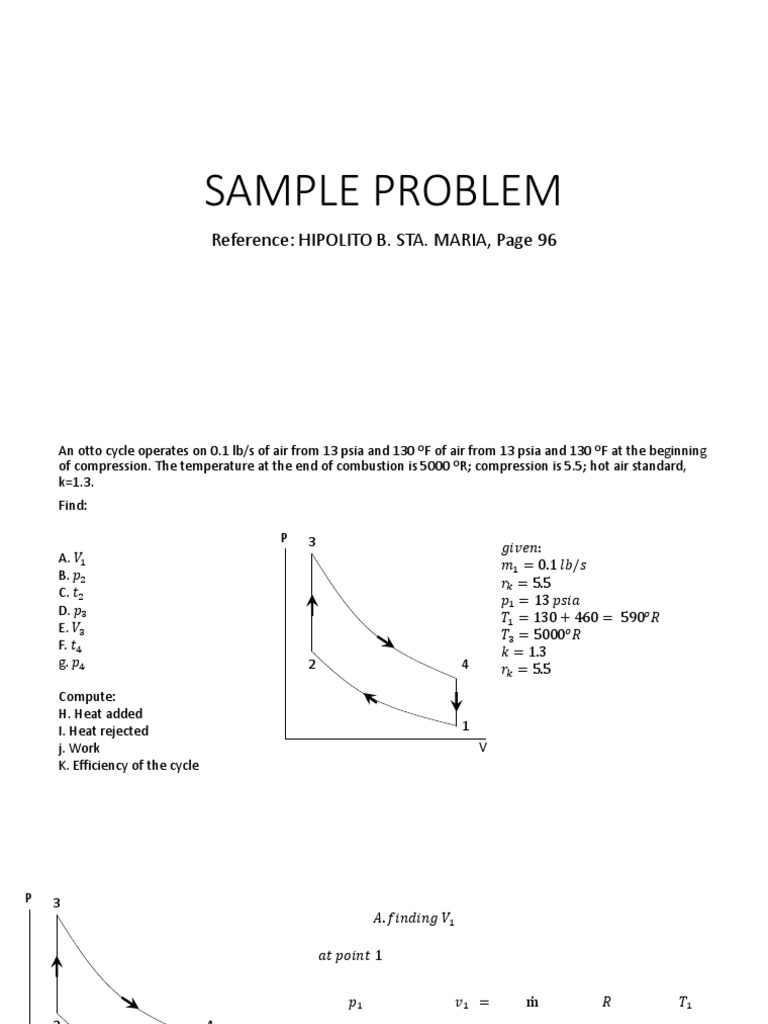 SAMPLE PROBLEM of Otto Cycle | PDF | Engine Technology | Applied And Interdisciplinary Physics