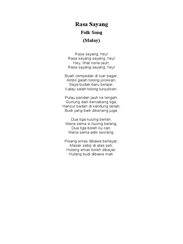 Indonesian Folk Song Lyrics Compilation | PDF