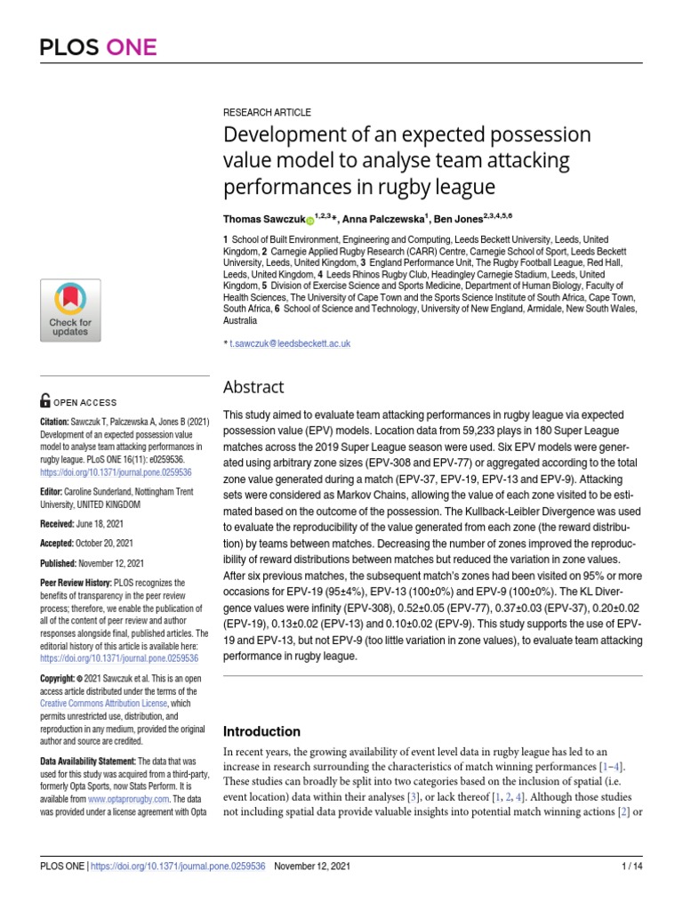 Development of An Expected Possession Value Model PDF | PDF | Standard Score | Data