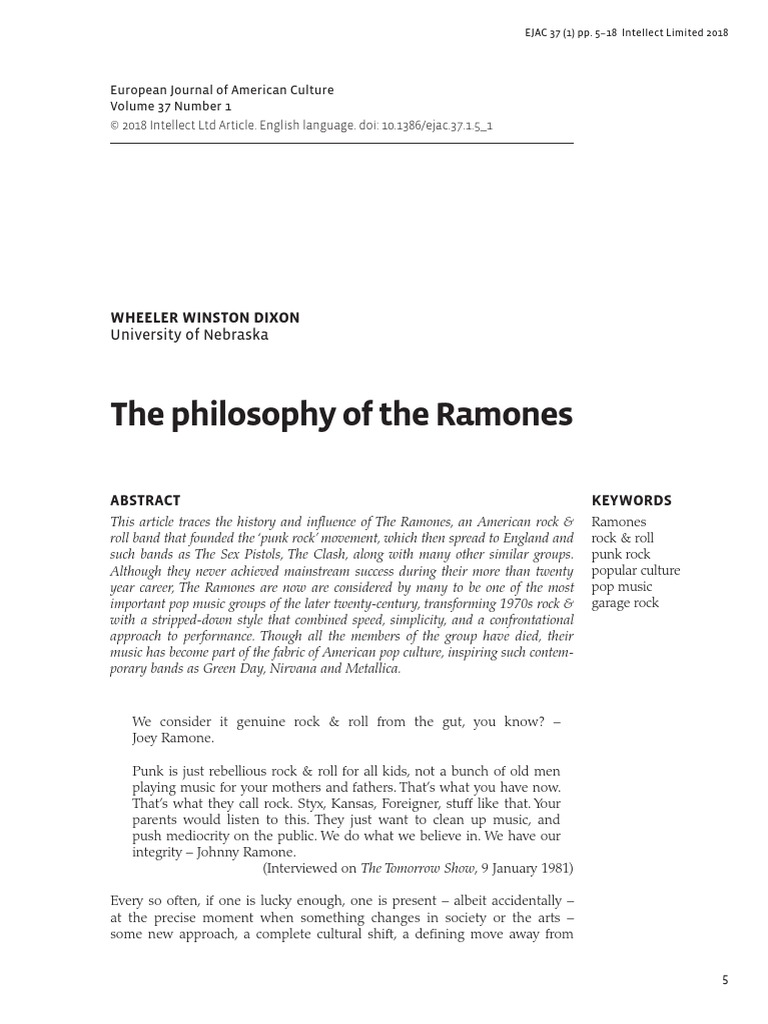 Dixon Philosophy Ramones | PDF | Rock Music | Punk Rock