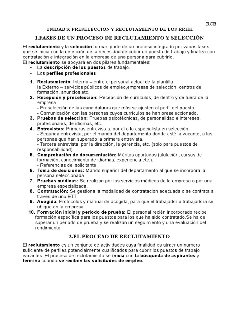 Resumen RCB Tema 3 | PDF | Reclutamiento | Business