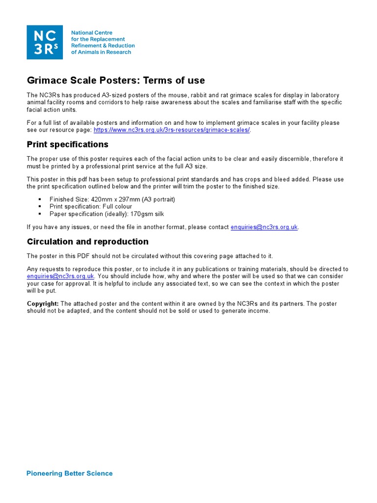 NC3Rs Mouse Grimace Scale Poster (EN) | PDF