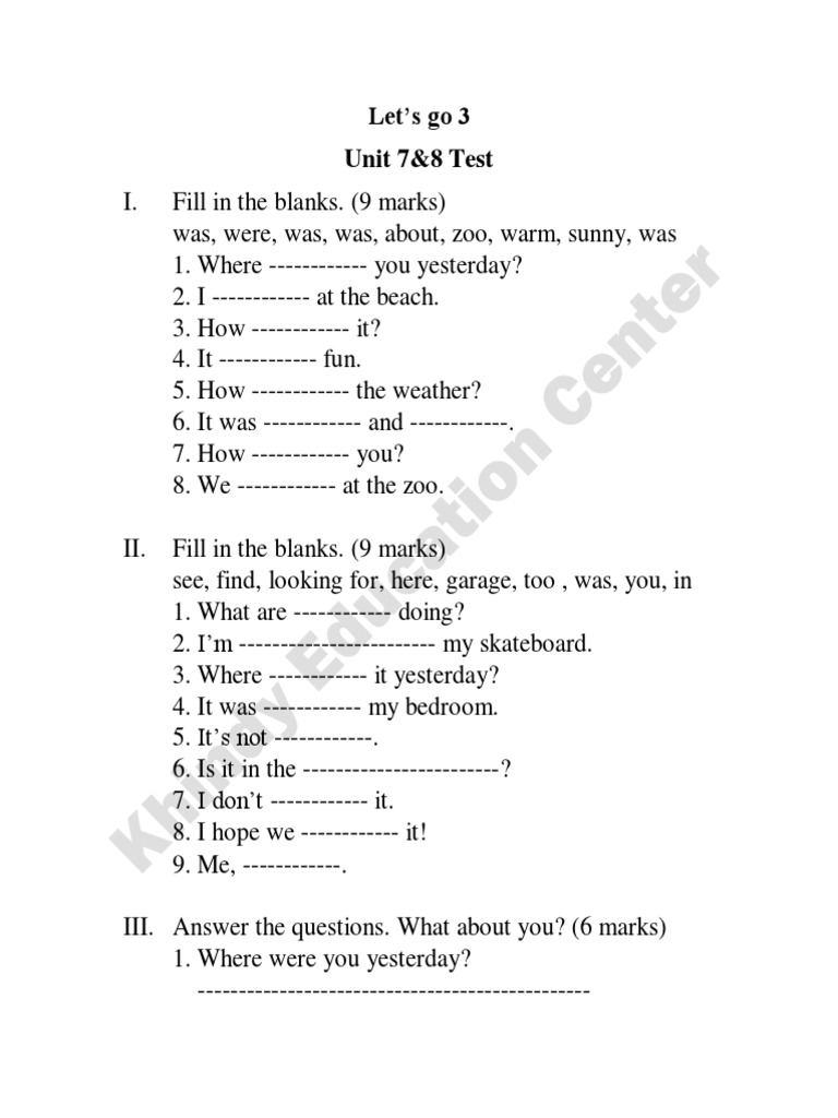 Let's Go 3 (Unit 7&8) PDF | PDF | Home & Garden