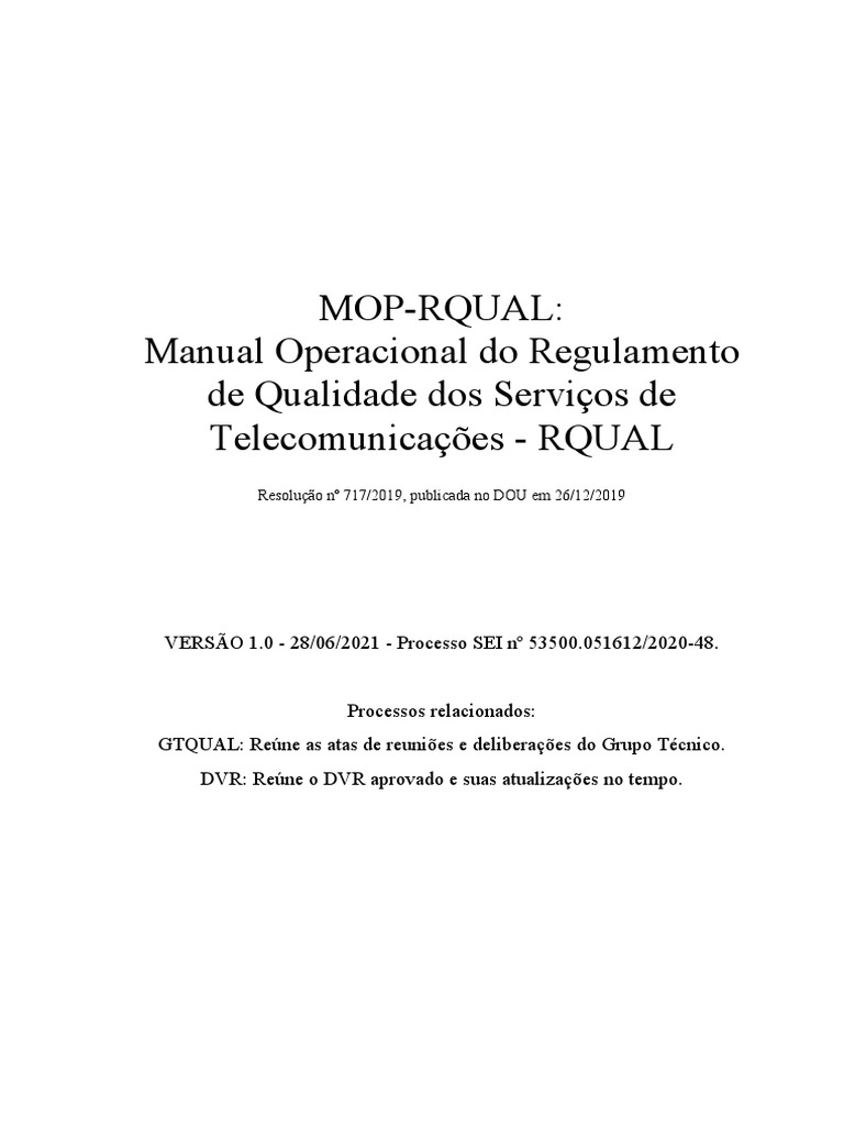 Manual Operacional Regulamento de Qualidade - MOP-RQUAL | PDF | Dados ...