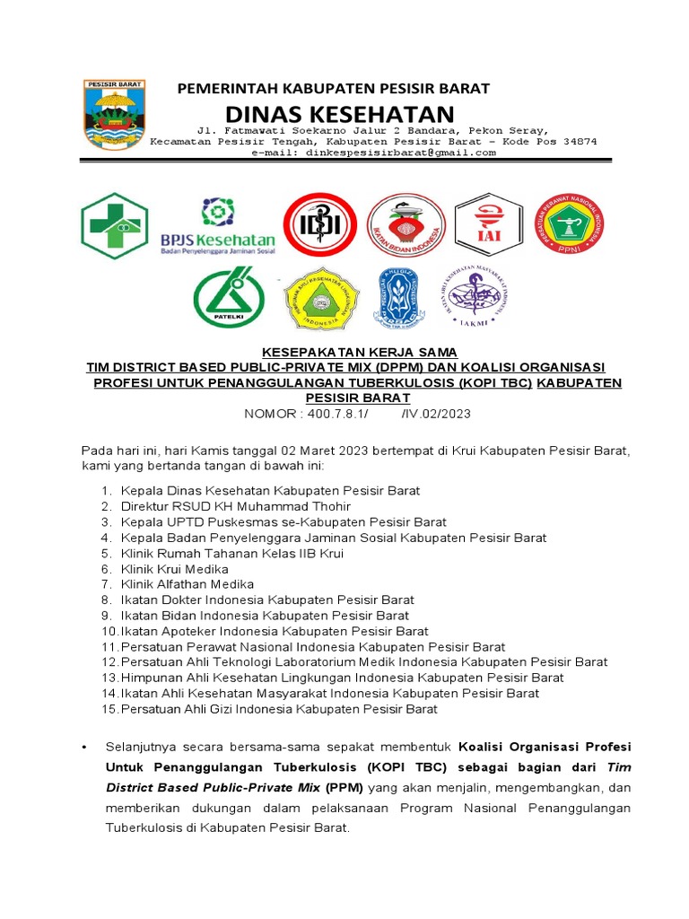 Kesepakatan Kerja Sama DPPM Dan Kopi TB Pesibar | PDF