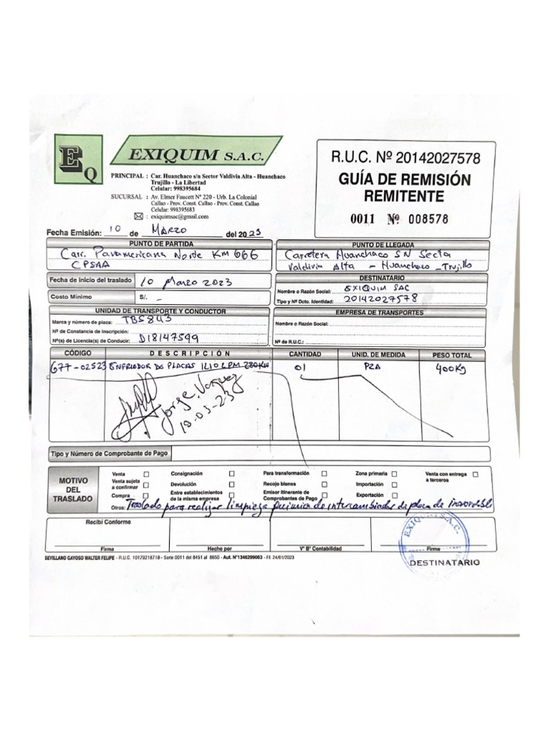 Modelo Guia de Remisión | PDF