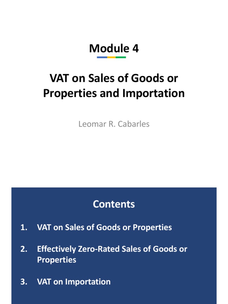 Module 4 VAT On Sales of Goods or Properties With Answers PDF | Download Free PDF | Value Added ...