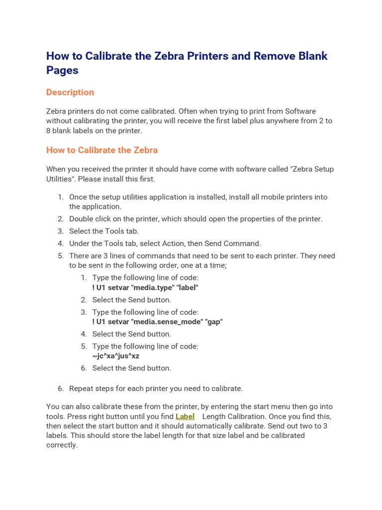 Zebra Printer Calibration | PDF