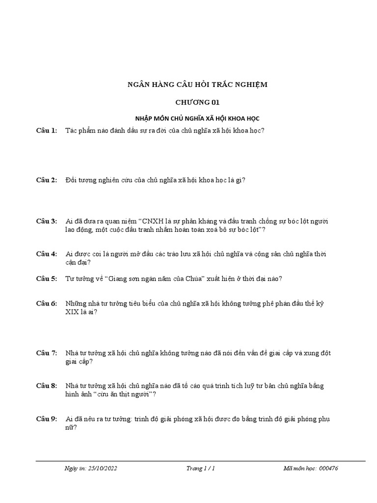 Trắc nghiệm CNXH | PDF