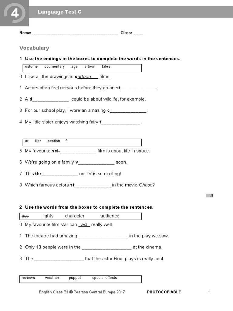 ECB1 - Tests - Language Test 4C | PDF