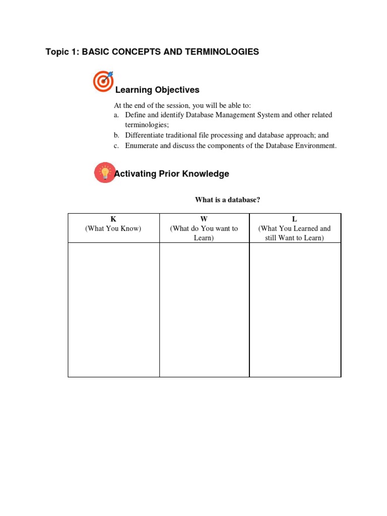 An Introduction to Database Concepts and Terminologies | PDF