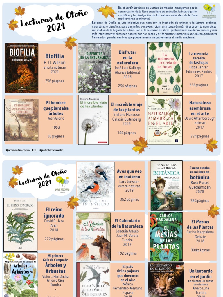 Lecturas de Otoño 2021. Jardin Botanico de Castilla-La Mancha | PDF ...