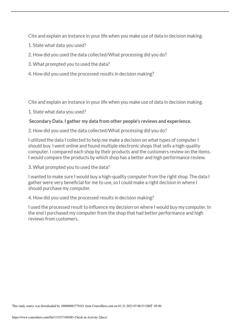 M1 Check in Activity 2 PDF | PDF | Computing