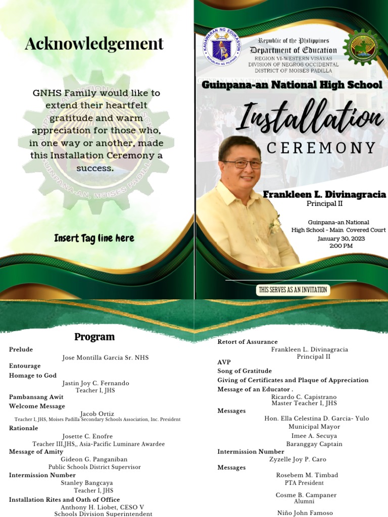 Installation Ceremony of P (Rincipal 2 | PDF