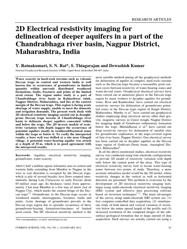 2D Electrical Resistivity Imaging For Aquifer | PDF | Aquifer | Groundwater