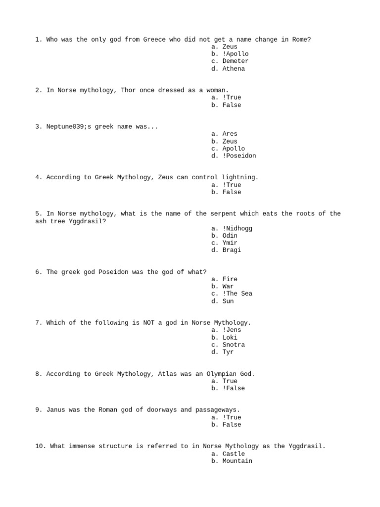 PSY141 Answer Key 2 | PDF | Greek Mythology | Deities