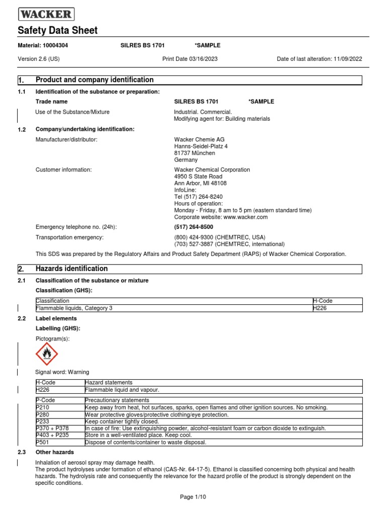 1701 Sds | PDF | Toxicity | Personal Protective Equipment