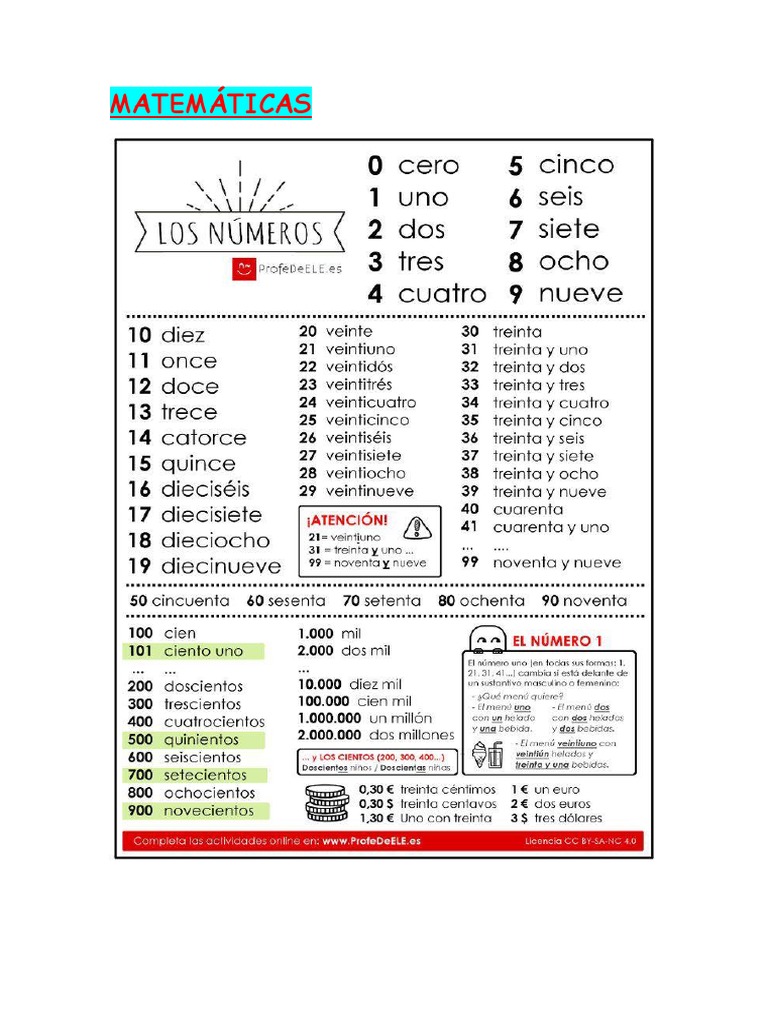 Números en Palabras: 0 a 820M | PDF