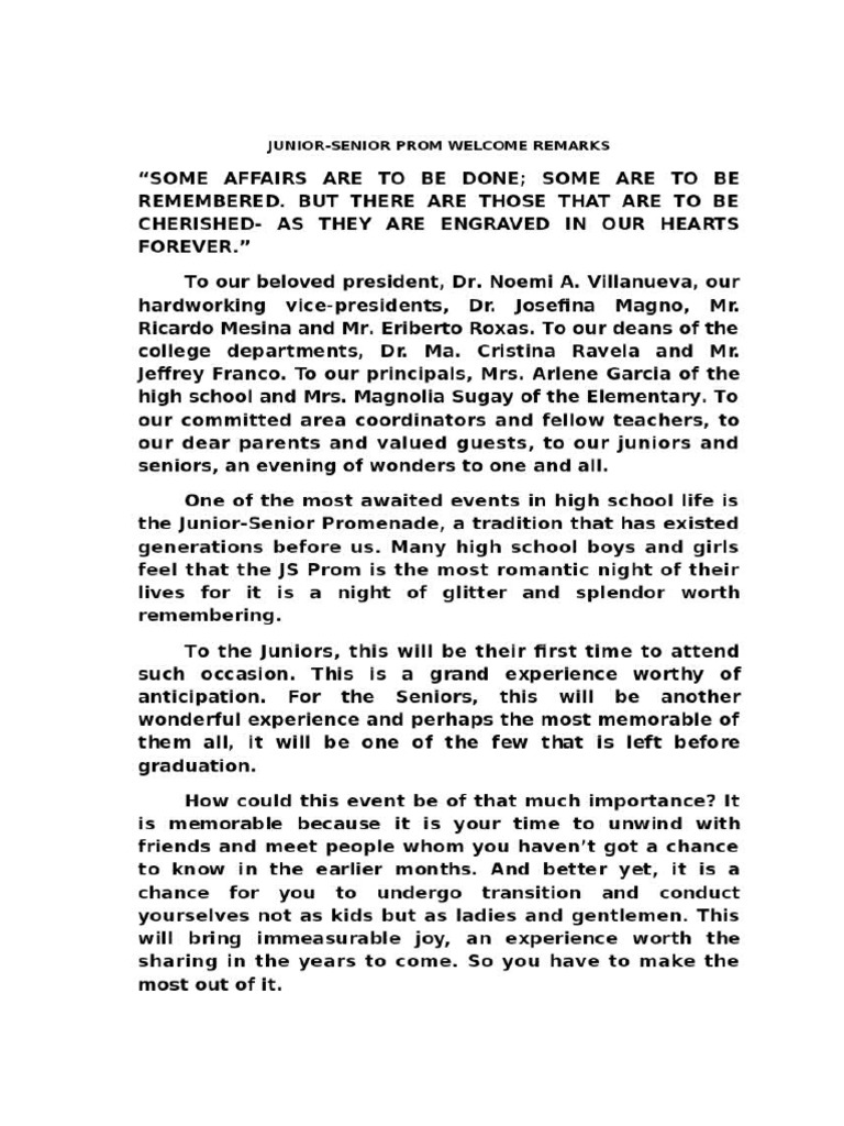 JS Prom Speech | PDF