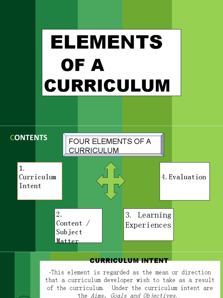 Elements of A Curriculum | PDF | Curriculum | Learning