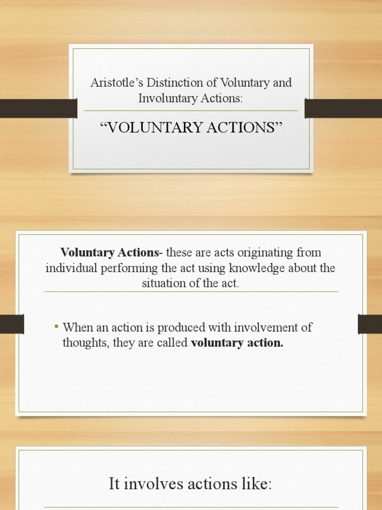 Aristotle's Distinction Between Voluntary and Involuntary Actions | PDF