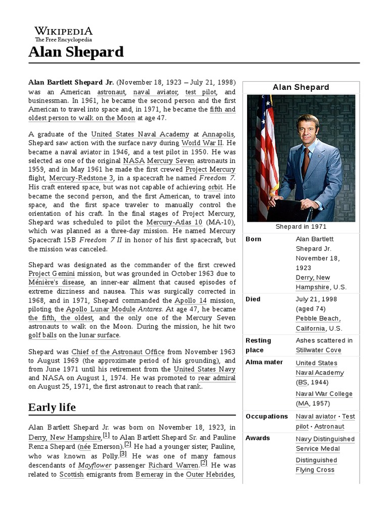 Alan Shepard | PDF | Apollo Program | Project Mercury