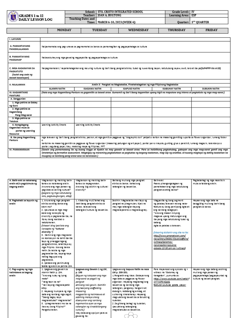 DLL - Esp 4 - Q3 - W4 | PDF
