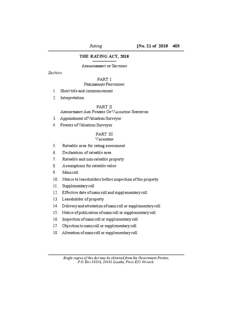 The Rating Act No. 21 of 2018 | PDF | Real Estate Appraisal