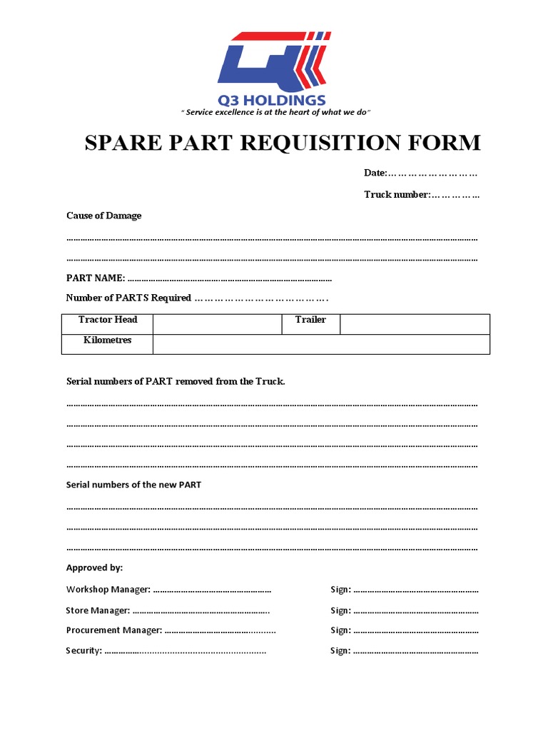 Spare Part Requsition Form | PDF