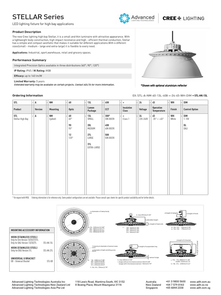 ADLT Cree Lighting Stellar Spec Sheet | PDF | Lighting | Electromagnetic Radiation
