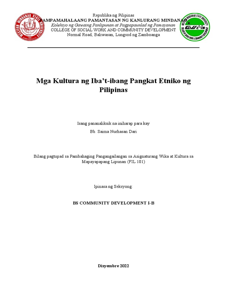 FIL101 Research Cover Page | PDF
