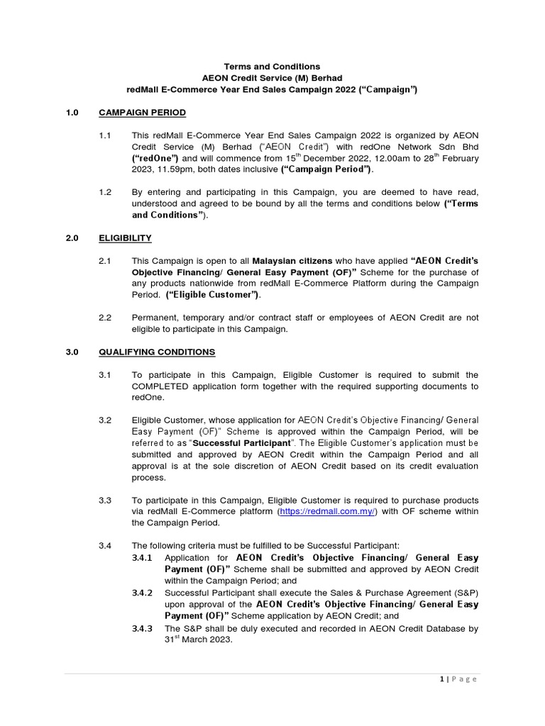 Final of Redmall Year End Sales Campaign 2022 Terms and Conditions PDF ...