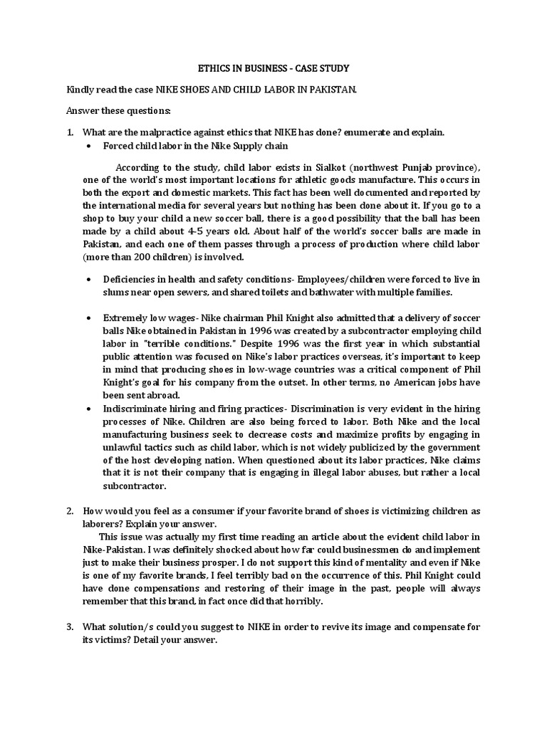 Nike's Child Labor Ethics Issues | PDF | Nike | Child Labour