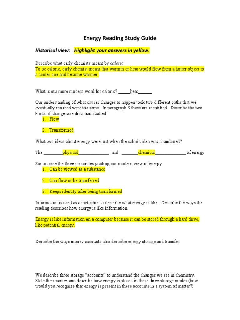 1 Energy Study Guide | PDF