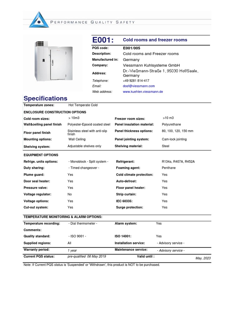 Specifications: Cold Rooms and Freezer Rooms | PDF | Refrigerator ...