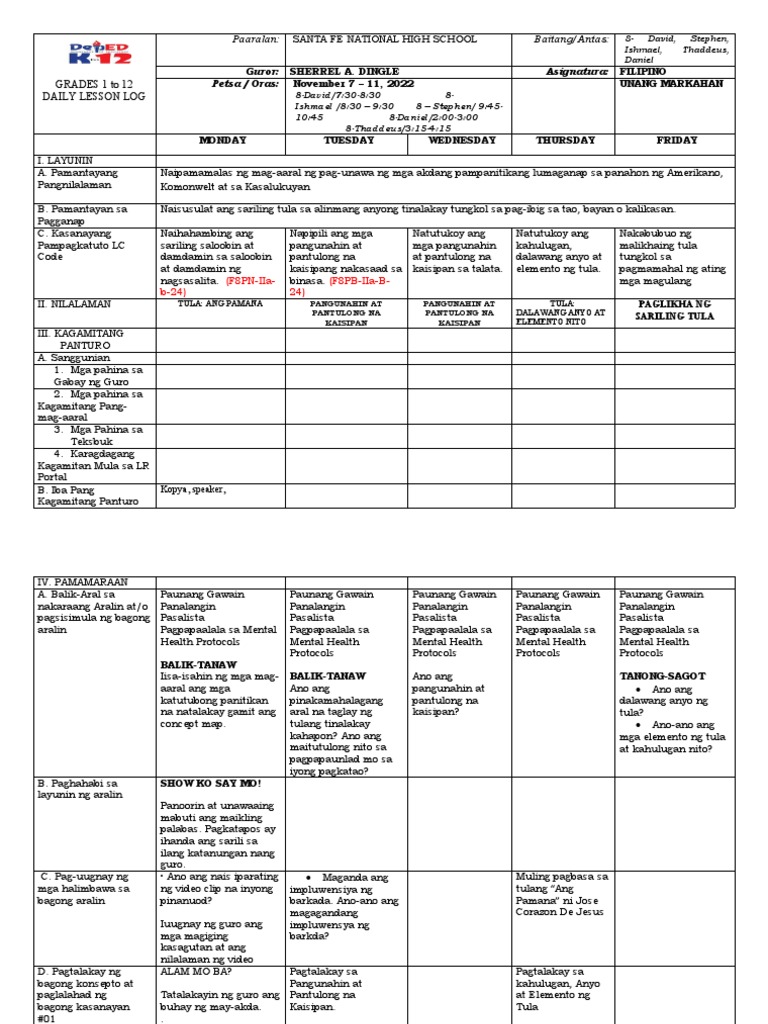 DLP Grade 8 1ST Week | PDF