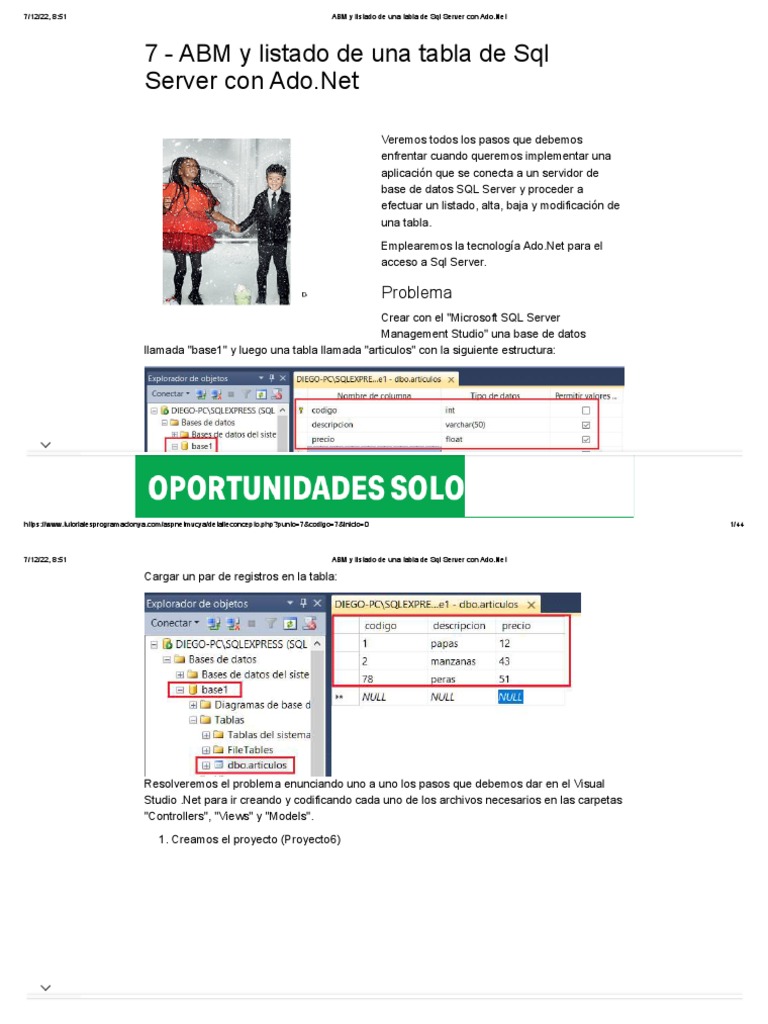 ABM y Listado de Una Tabla de SQL Server Con | PDF | Active X Data Objects | Servidor SQL de ...