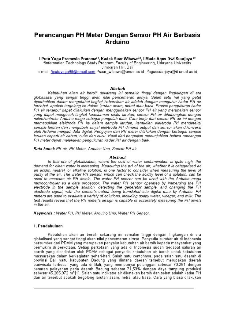 Perancangan PH Meter Dengan Sensor PH Air Berbasis Arduino | PDF