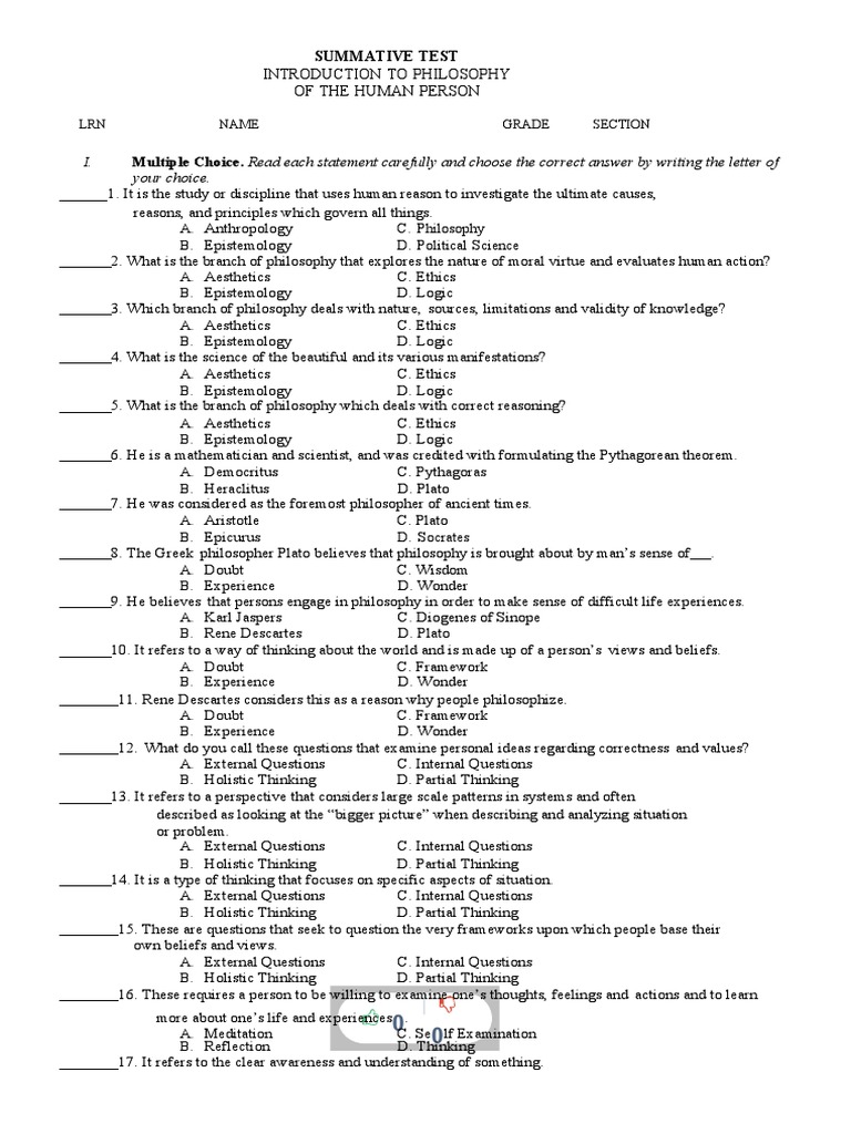 Philo | PDF | Reason | Thought