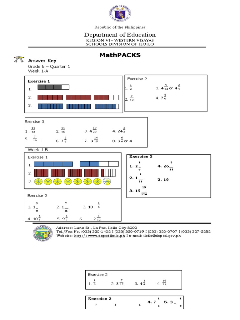 Grade 6 Math Quarter 1 Answer Key | PDF | Philippines