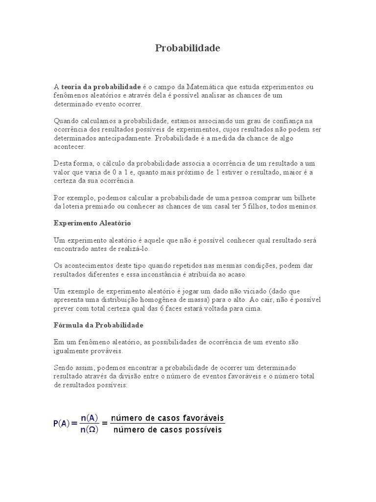 Probabilidade | PDF | Probabilidade | Conjunto (Matemática)