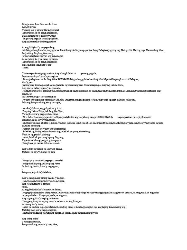 Balagtasan Bulaklak NG Lahing Kalinislinisan | PDF