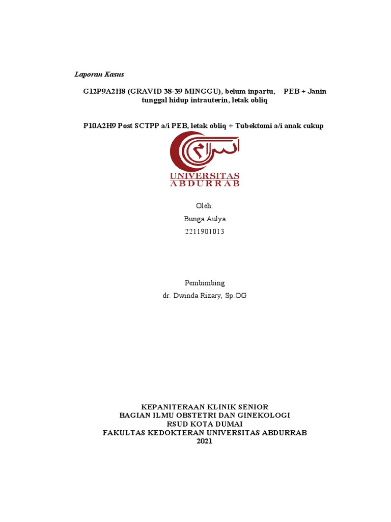 LAPORAN KASUS PEB+Tubektomi Bunga | PDF
