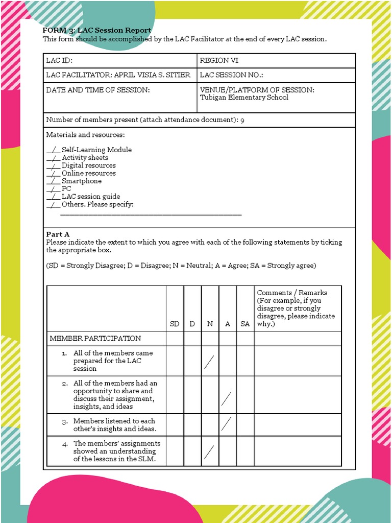 Form 3. LAC Session Report | PDF | Human Communication | Behavior Modification