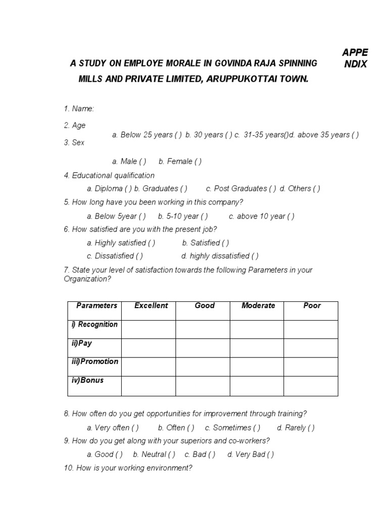 Employee Morale Survey Analysis | PDF | Psychology | Behavioural Sciences