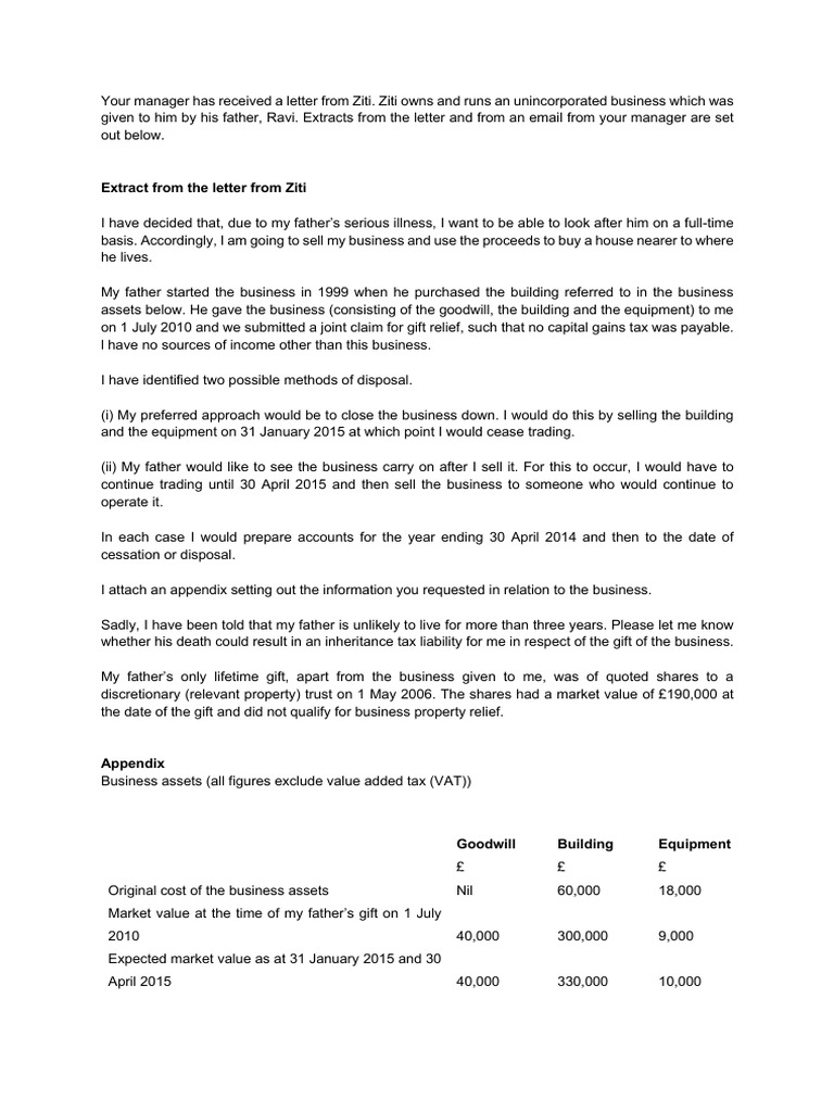 Past Exam Question | PDF | Taxes | Capital Gains Tax
