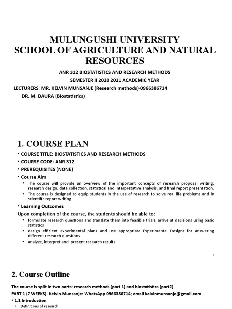 ANR 312 2021 Lecture 1 | PDF | Methodology | Science