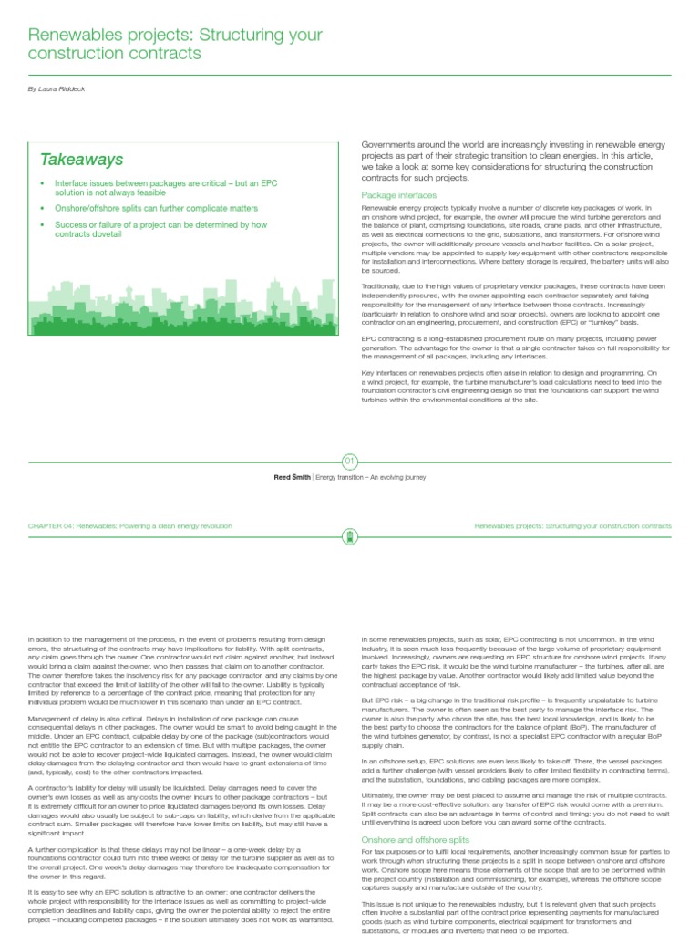 Renewables Projects: Structuring Your Construction Contracts | PDF ...