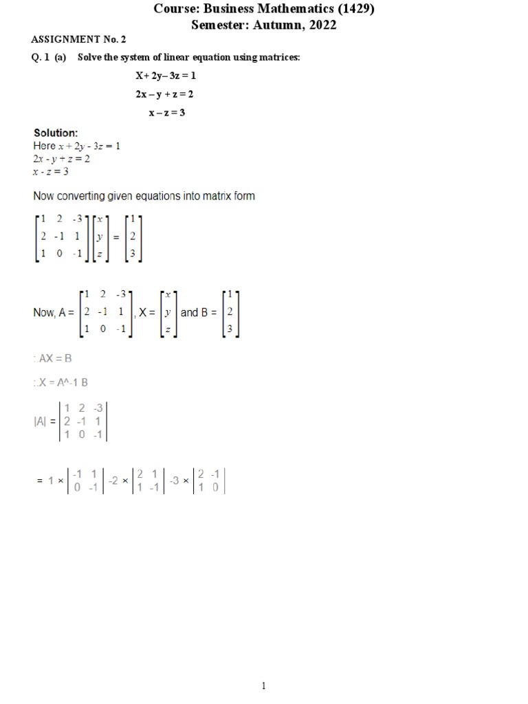 Solving Systems of Linear Equations, Explaining Matrix Multiplication, and Finding Partial ...